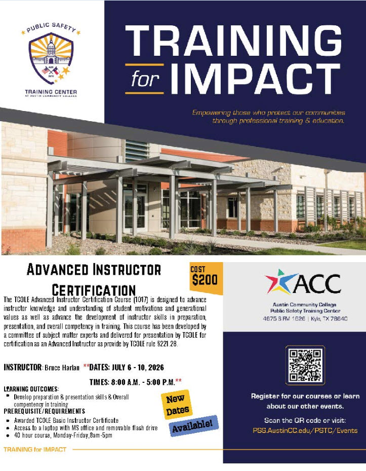 Advanced Instructor Certification TCOLE #1017