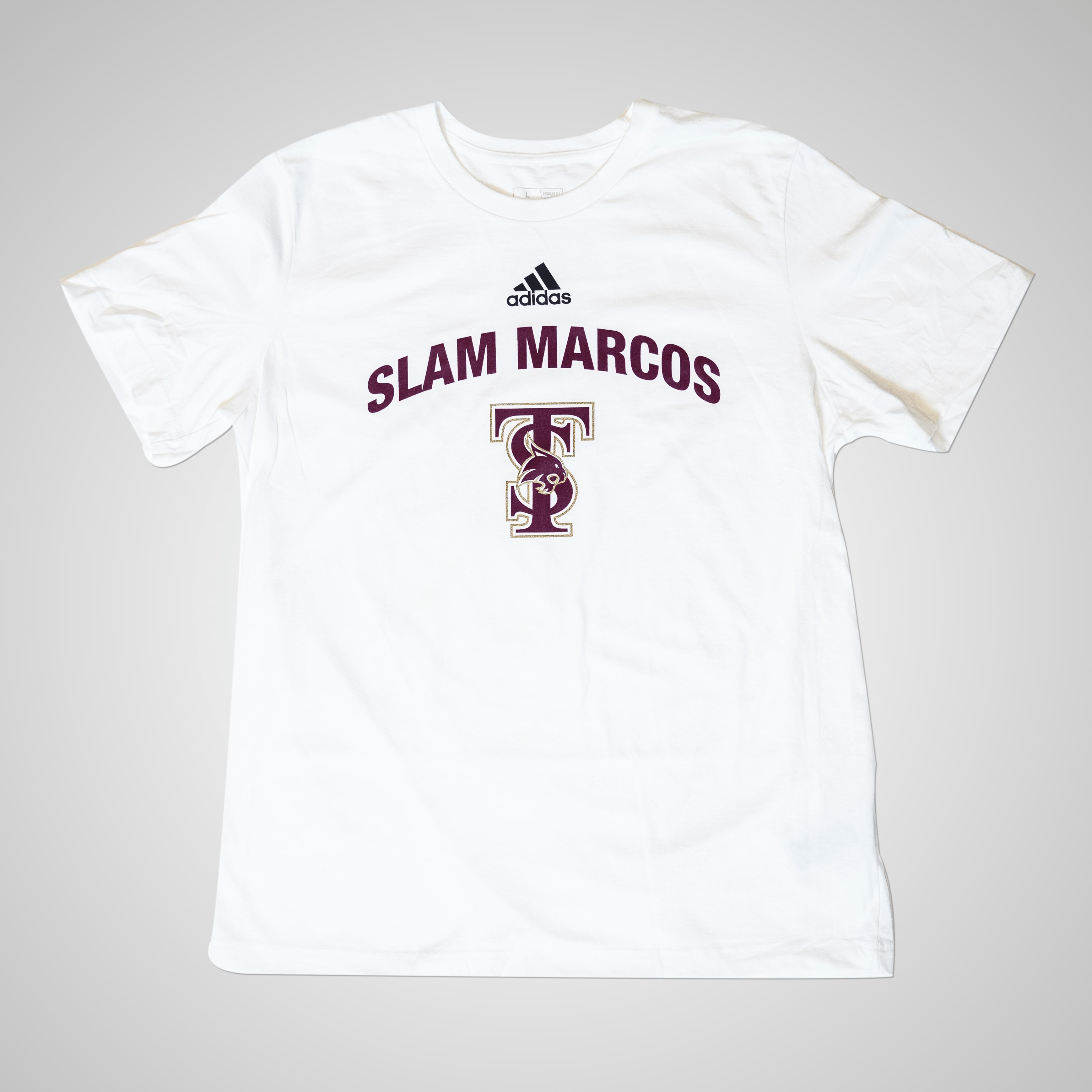 Adidas Texas State Baseball Slam Marcos White Shirt